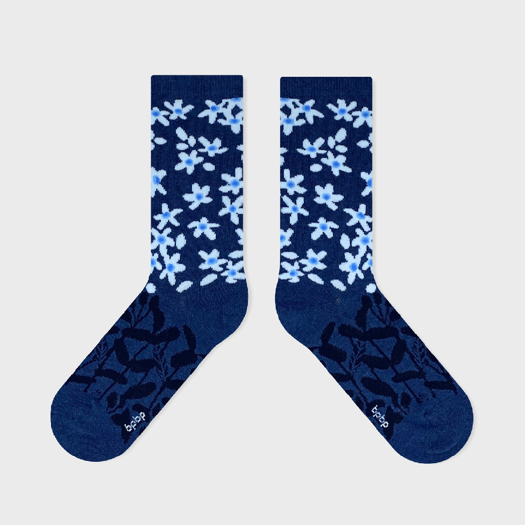 BLOOM socks | TWEEDIA navy – YURI HIMURO ONLINE SHOP