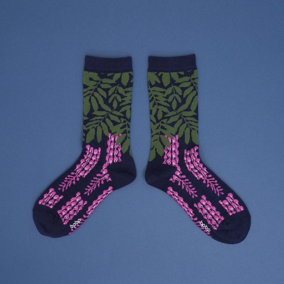 BLOOM socks | WISTERIA navy – YURI HIMURO ONLINE SHOP