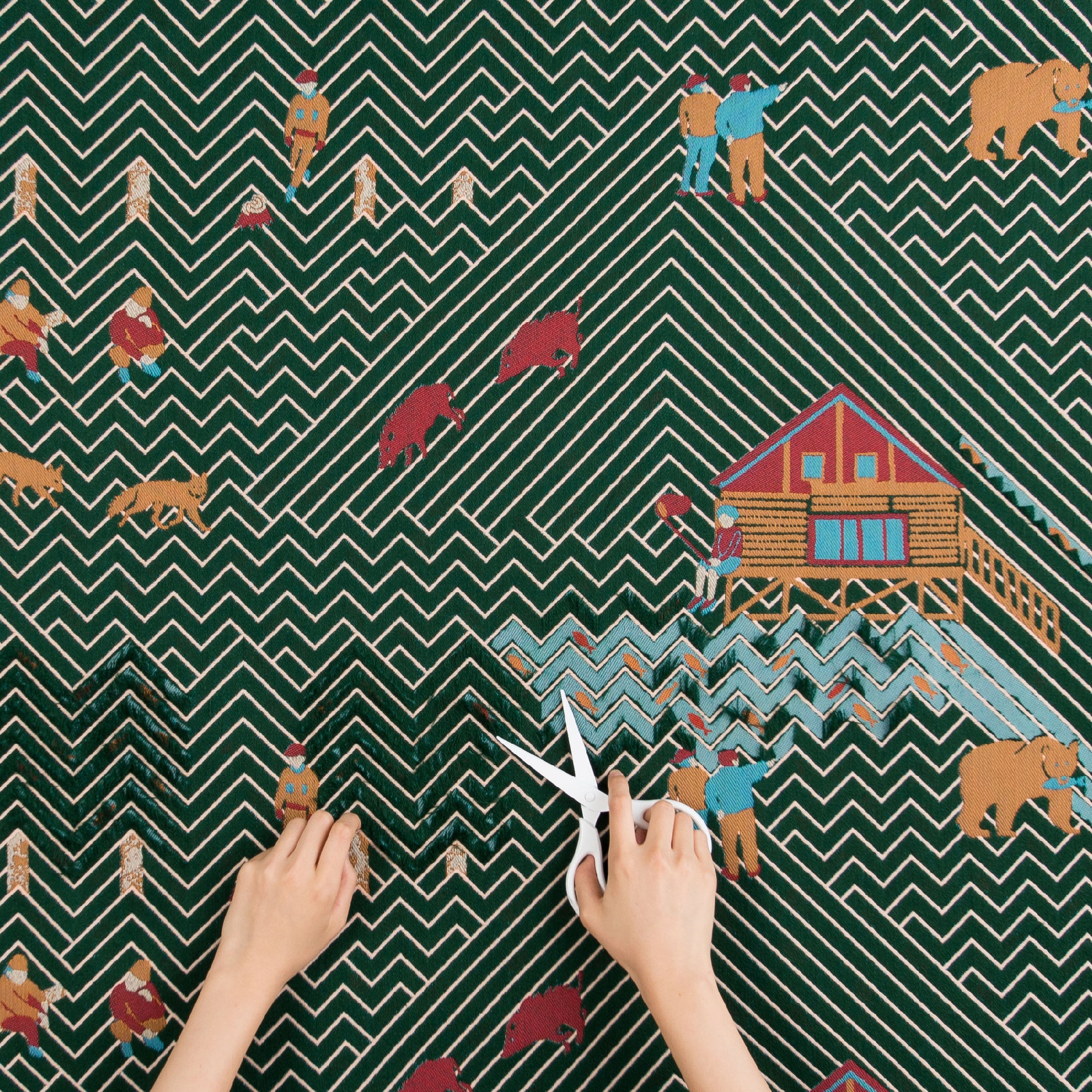 SNIP SNAP SATOYAMA cut cloth | deer green – YURI HIMURO ONLINE SHOP